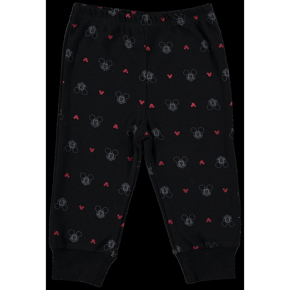 Disney Mickey Mouse Newborn Baby Boys 4 Piece Outfit Set: Bodysuit Pants Bib Hat Red/Black 3-6 Months