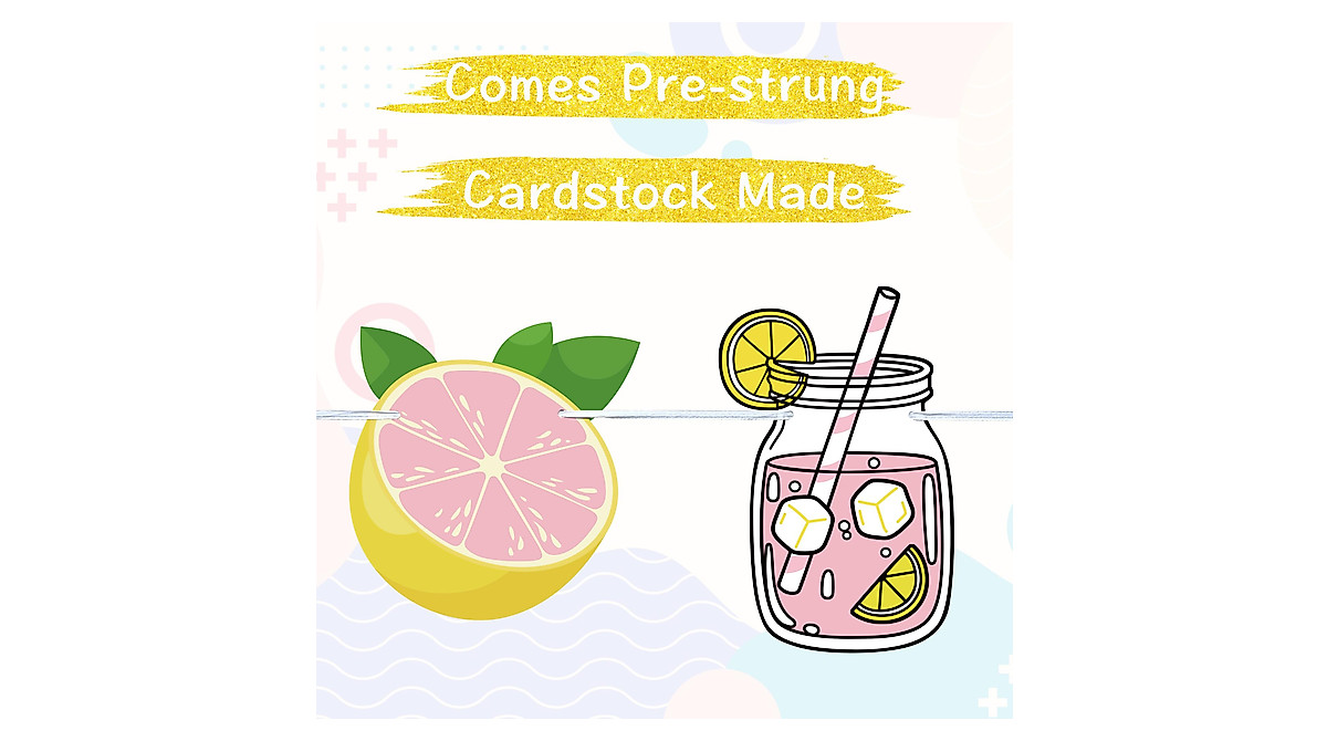 VILIFEVER Pink and Yellow Lemonade Banner for Summer Parties