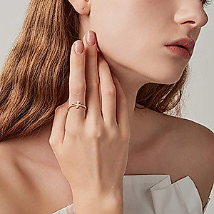 EleQueen 14K Rose Gold Plated Stackable Initial Letter J Ring 925 Sterling Silver Alphabet Ring Fashion for Women Girls