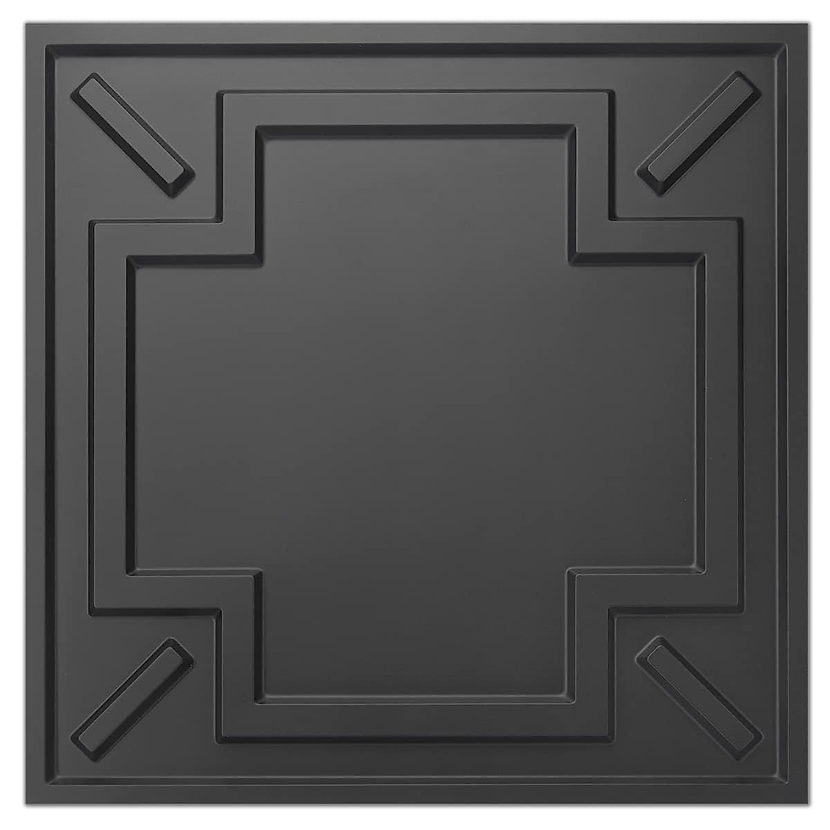 Art3d Decorative Drop Ceiling Tile 2‘x2‘, Glue-up 3D Textured Ceiling Panel, Plastic Sheet in Black(12 Pack)