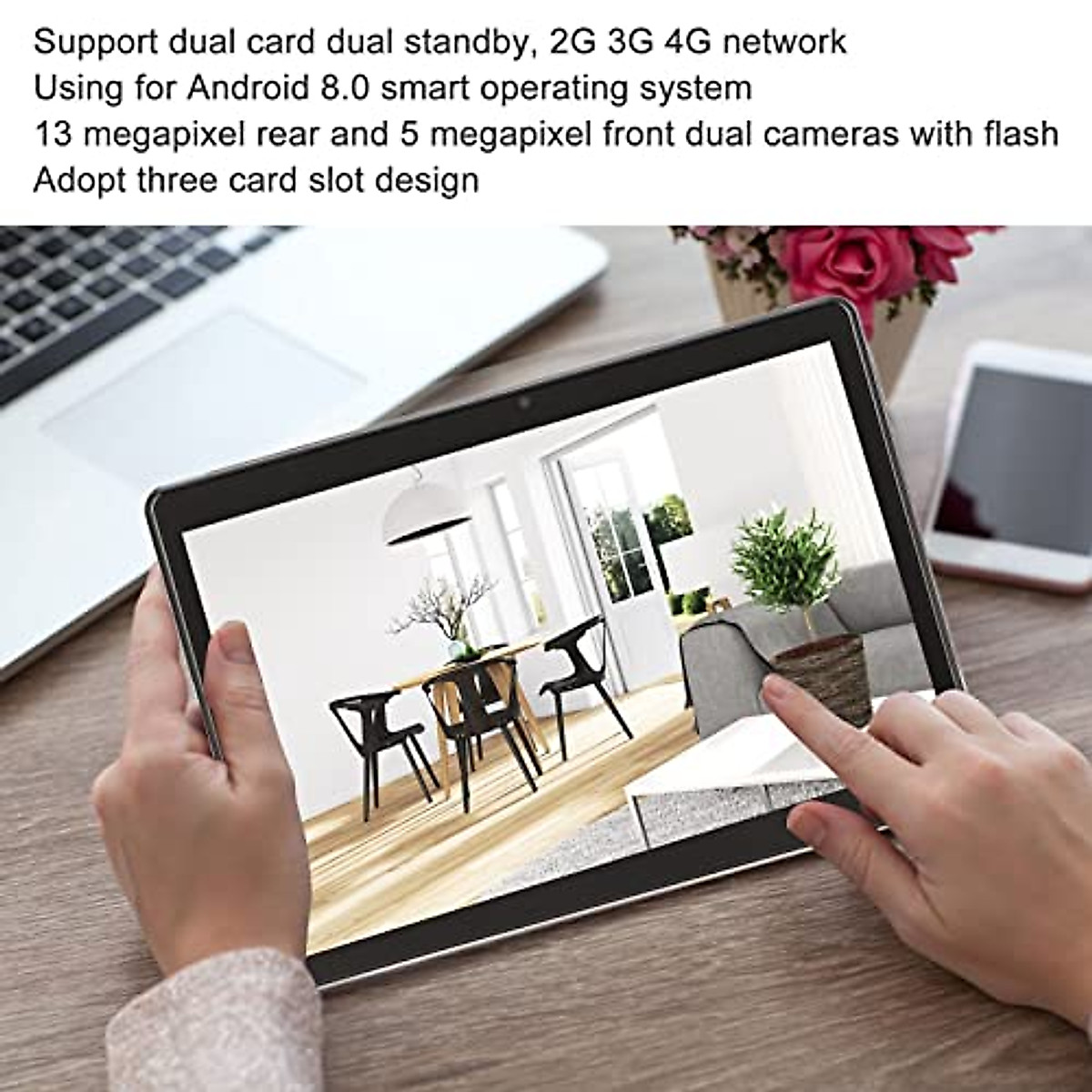 10.1 Inch Tablet 100‑240V for Android 8.0 Tablet PC for Home (US Plug)