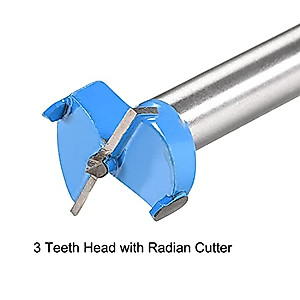 uxcell Forstner Wood Boring Drill Bit 21mm Dia. Hole Saw Carbide Alloy Tip Steel Round Shank Cutting for Woodworking Blue 2Pcs