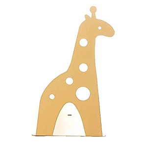 Loupdeloup Cute Bookends,Non Skid Giraffe Animal Book Ends for Shelves Decorative for Kids Yellow 1 Pair