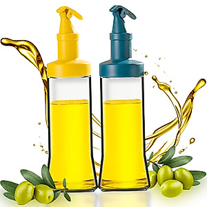 Honey Dispenser No Drip Glass With Stand Honey Jar Syrup Dispenser Glass Bottle Oil Bottle Sauce Dispenser Glass Oil Dispenser Honey Containers Syrup Bottles Syrup Pourer 2PCS, 10.62''X3.07''X3.07''