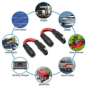 PNGKNYOCN SAE to DC 8mm Short Cable 10cm 14 AWG SAE Solar Connector to DC 8mm Female Connector Power Cable for Solar Generator Portable Solar Panel（2-Pack）