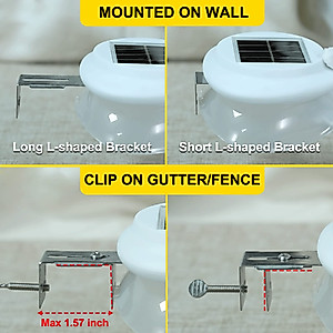 ROSHWEY Backyard Lights, 6 Pack Solar Fence Lights with 9 LED Waterproof Outdoor Gutter Lights for Eaves Garden Landscape Yard (Warm White)