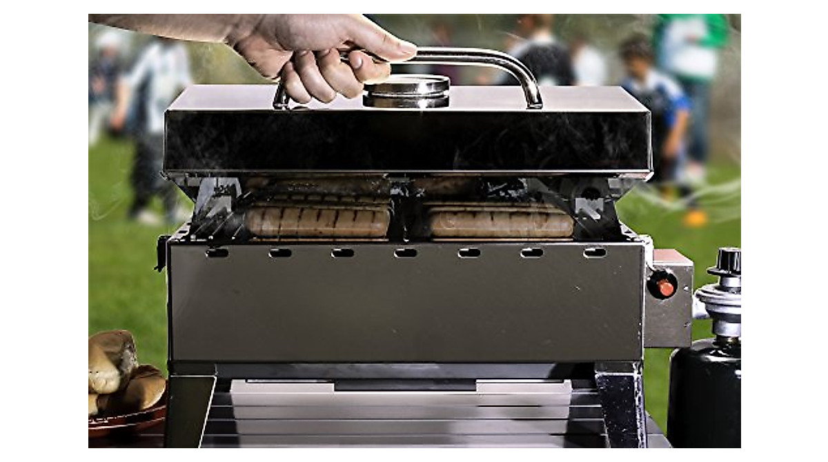 Camco Stow N Go 125 Portable Gas Grill with Temperature Gauge