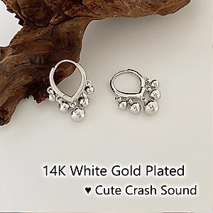 14K Gold Plated Earrings for Women Dainty Beaded Statement Earrings Sterling Silver Cute Dangle Earrings for Girls (1-silver)