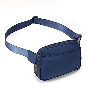 Pander Everywhere Belt Bag for Women, 5 Zipper Pockets Nylon Crossbody Fanny Pack Purse (Blue Perennial)
