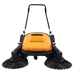 InSyoForeverEC Walk-Behind Outdoor Sweeper, Hand Push Floor Sweeper, Pavement Sweeping Cleaning Tool, with 14.53 gal Waste Container, Sweeps 39611ft²/h, 41.34 inch Sweeping Width