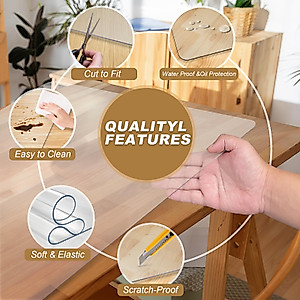 Vicwe 18 x 36 Inch Clear Table Cover Protector,1.5 mm Thick Single-Sided Frosted Clear Desk Pad Mat, Rectangle Waterproof Table Top Protector, Scratch Proof and Easy Cleaning for Dining Room Table