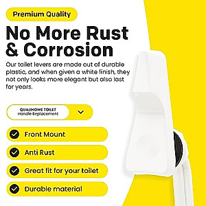 Qualihome Toilet Tank Flush Lever Replacement for American Standard (White, Straight Arm)