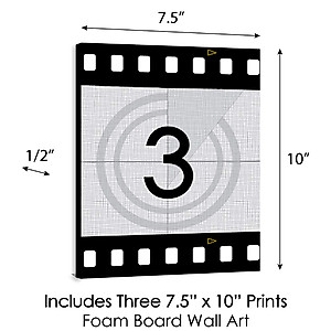 Big Dot of Happiness Movie - Hollywood Film Wall Art and Home Theater Room Decorations - Gift Ideas - 7.5 x 10 inches - Set of 3 Prints