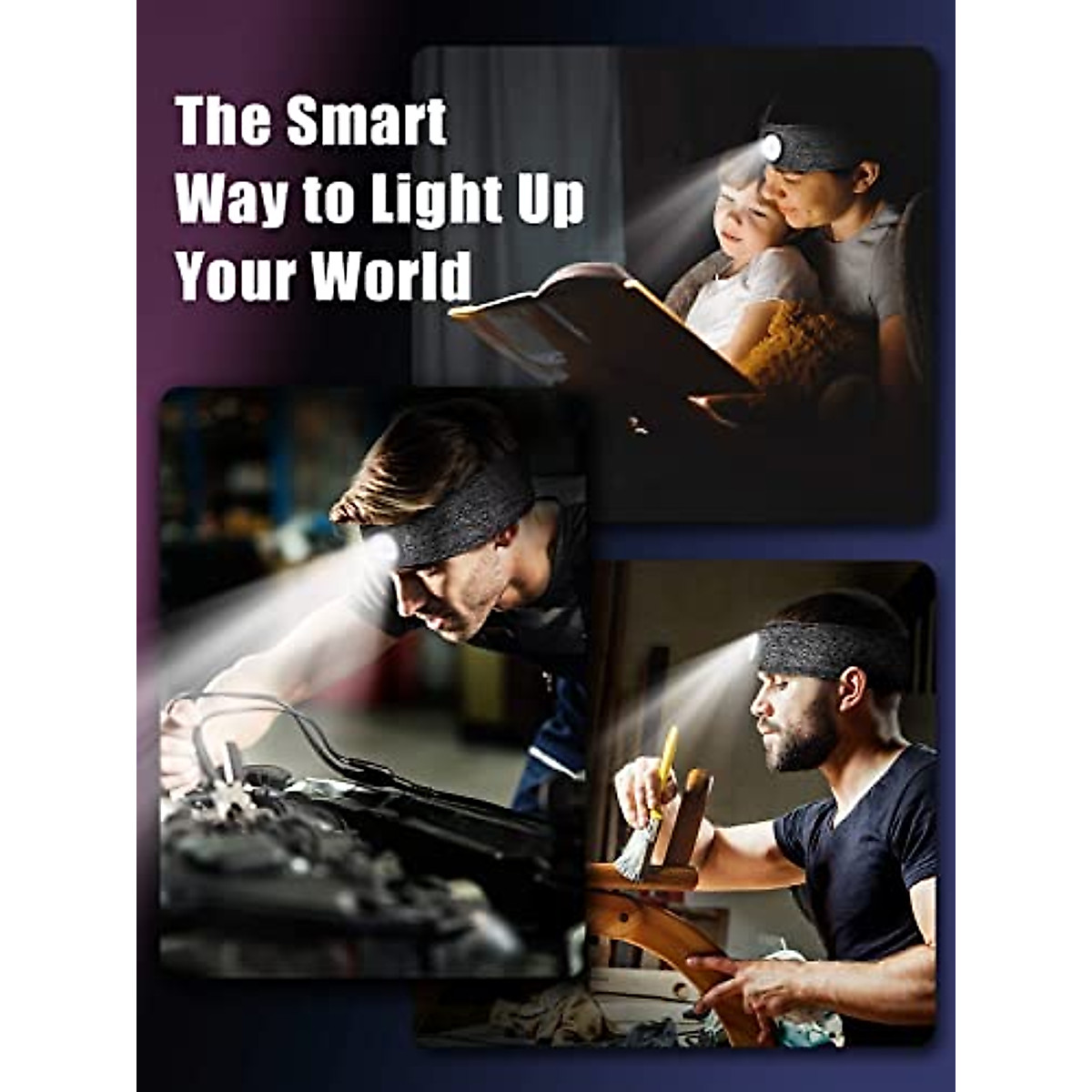 LED Headband and Magnetic Wristband for Holding Screws - Gifts for Men Women Stocking Stuffers for Dad Mom Boyfriend Friends