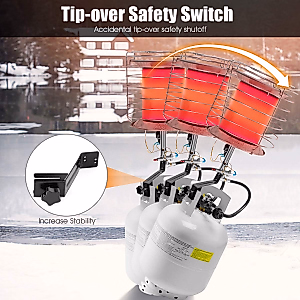 COSTWAY 360 Degrees Propane Tank Top Heater, 35,000-42,000 BTU Portable Propane Heater with Safety Shut-off and Tip-over Switch, CSA Certification for Outdoor, Camping (Propane Cylinder not Included)