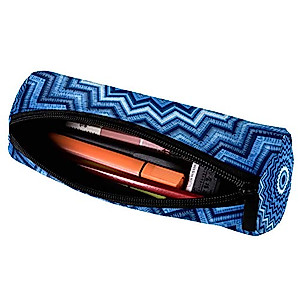 Blue Kaleidoscope Mandala Pencil Bag Pen Case Stationary Case Pencil Pouch Desk Organizer Makeup Cosmetic Bag for School Office