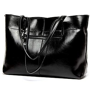 Covelin Women's Handbag Genuine Leather Tote Shoulder Bags Soft Hot Black