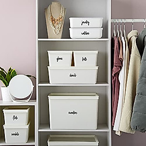Talented Kitchen 224 Closet Labels for Bins and Baskets, Preprinted Black Script Stickers for Clothing Organization and Storage Containers (Water Resistant)