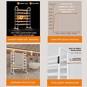 XIHAADOY Towel Dryer for Bathroom, Electric Towel Warmer, Towel Warmer Rack for Bathroom, Heated Towel Rack Freestanding, White,Two Layers