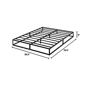 Olee Sleep 9 inch Modern Metal Platform Bed Frame / Steel Slats / Mattress Foundation / No Box Spring Needed, Queen
