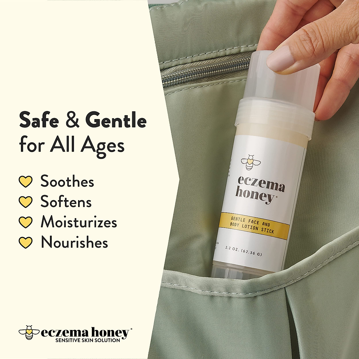 ECZEMA HONEY Gentle Face and Body Lotion Stick - Hand & Body Cream for Eczema - Natural Dry Skin Repair (2.2 Oz)