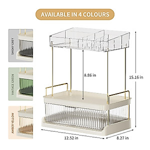 Vtopmart 2-Tier Skincare Storage Rack-Transparent, Bathroom Counter Organizer, Large Skin care Organizer with Drawers for Vanity,Makeup Countertop Organizer Perfume Tray for Cosmetics