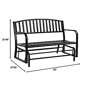 FDW Patio Glider Bench Garden Bench for Patio Outdoor Bench Metal Bench Park Bench Cushion for Yard Porch Clearance Work Entryway