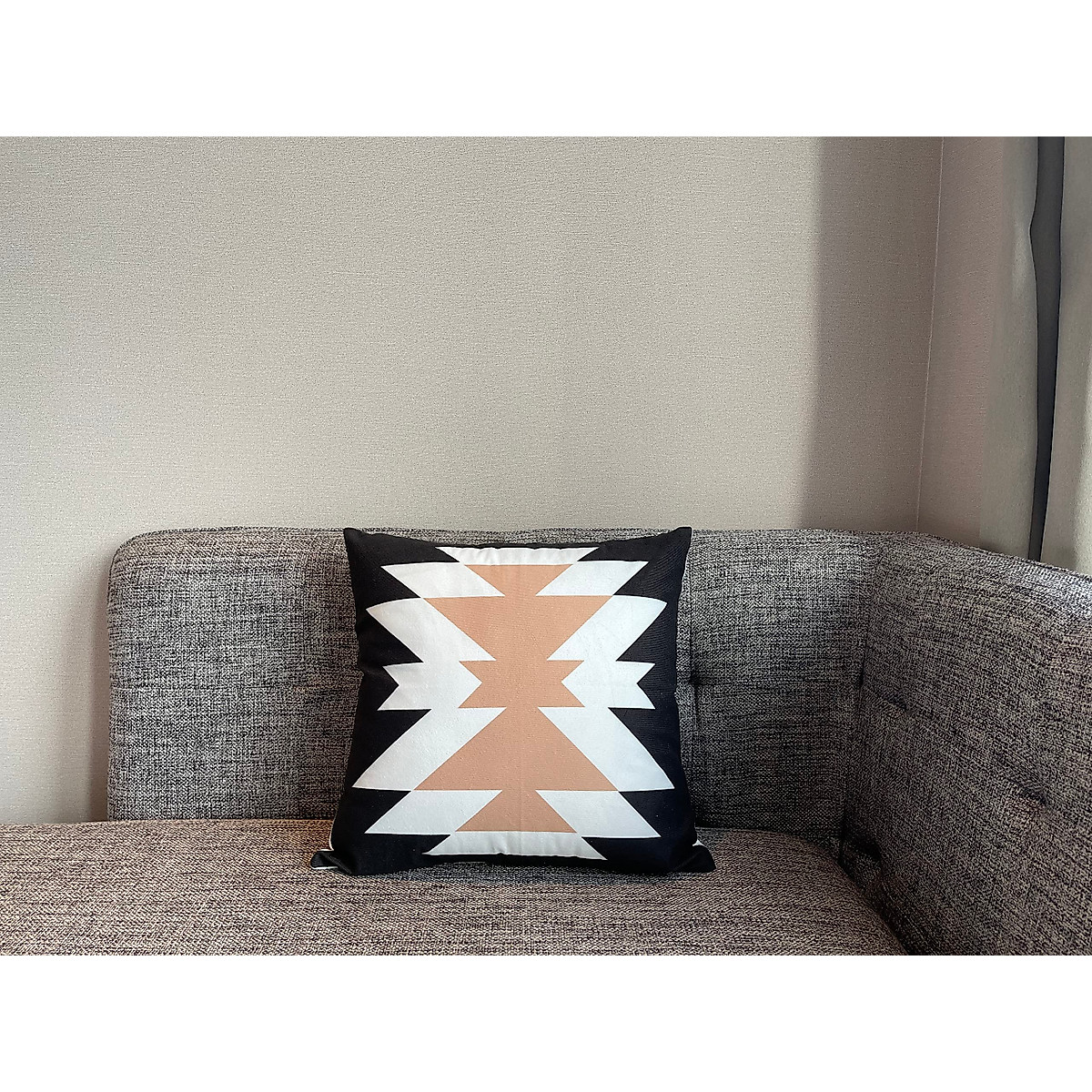MEPED Geometric Modern Throw Pillow Covers 18x18 Inch，Black White Coffee Throw Pillow Cases Tribal Decor Cushion Cover for Bedroom Bed Outdoor Couch Sofa