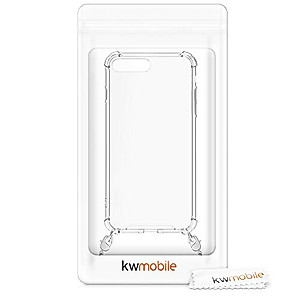 kwmobile Case Compatible with Apple iPhone 7 Plus/iPhone 8 Plus - Crossbody Case Clear Transparent TPU Phone Cover with Metal Chain Strap - Transparent/Silver
