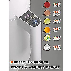 JOYHILL Electric Kettle Temperature Control,6 Variable Temperature Tea Kettle, Stainless Steel Interior 12 Hours Keep Warm,1500W Hot Water Boiler with STRIX Thermostat and Boil-Dry Protection,White