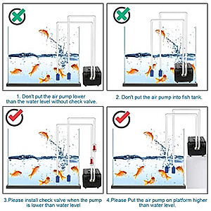 HIRALIY Aquarium Air Pump, Fish Tank Air Pump with Dual Outlet Adjustable Air Valve, Ultra Silent Oxygen Fish Tank Bubbler with Air Stones Silicone Tube Check Valves Up to 100 Gallon Tank