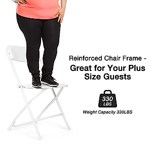 LUCKYERMORE 6 Pack White Plastic Folding Chair, Foldable Party Chairs, 330 lbs Capacity,Indoor Outdoor Folding Chairs,for Wedding Backyard Events Meeting House Festivals Dinner,Stackable