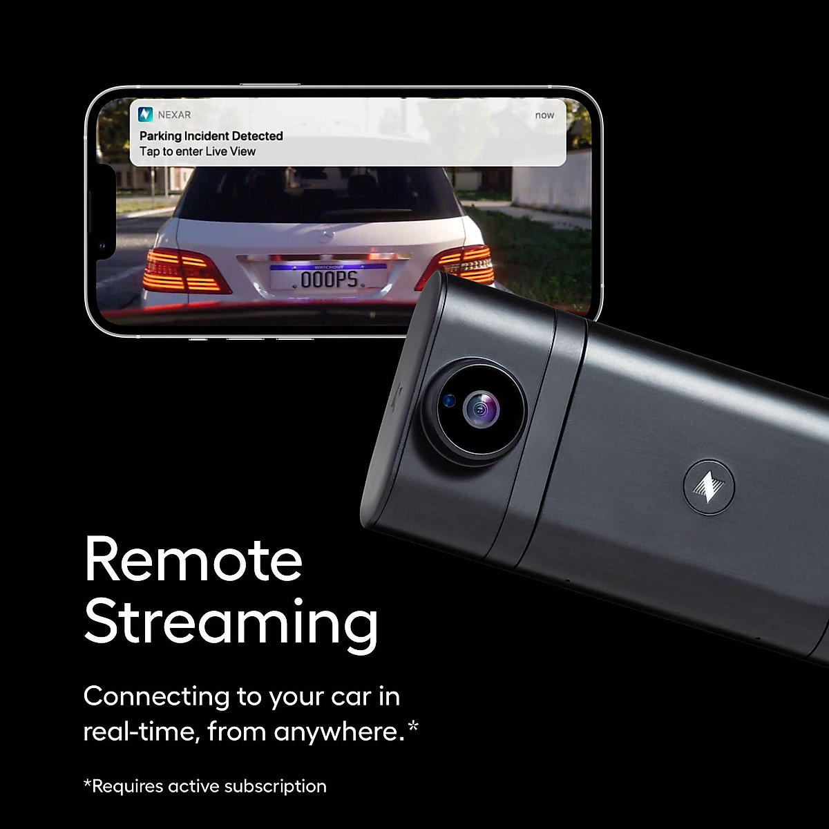 Nexar One Dash Camera Front and Inside Cabin View | Dual Camera Dash Cam 4K with Night Vision & Parking Mode | Dashboard Camera with WiFi Live Alerts Remote Streaming & Insurance Reports (64 GB)