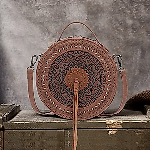 Wrangler Small Purses for Women Western Fringe Purses Crossbody Hanbags Bags Brown WG33-118BR