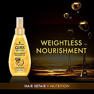 GLISS Hair Repair Nutritive Oil, Weightless Treatment for Fine to Normal Hair, 5.1 Ounces (Pack of 3)