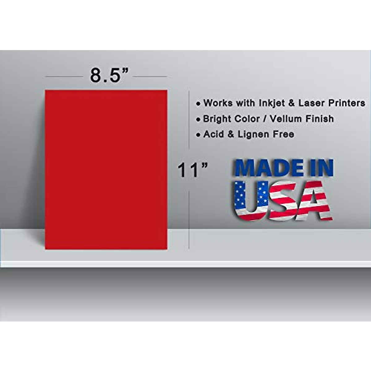 65lb Cover Cardstock Paper - 8.5 x 11 inch - 25 Sheets (Holiday Red)