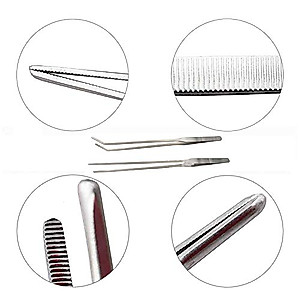 2-Pack 15 inch Heavy Duty Stainless Steel Long Tweezers, Curved and Straight Design with Anti-slip Grasp Tips Large Tongs for Reptiles Feeding, Aquascape Maintenance