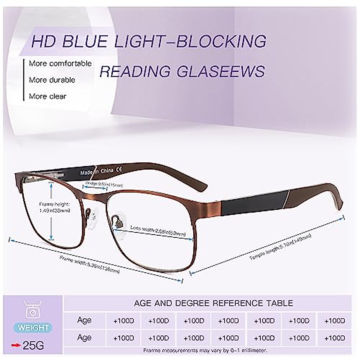 DONGDI Reading Glasses for Women Men,Blue Light Blocking Readers,Comfort Spring Hinges Eyewear +1.25