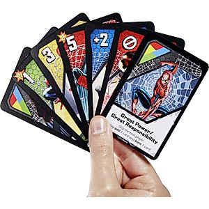 Mattel Games ​UNO Ultimate Marvel Card Game Add-On Pack with Spider-Man Character Deck & 2 Collectible Foil Cards, Gift for Collectors & Kids Ages 7 Years & Older