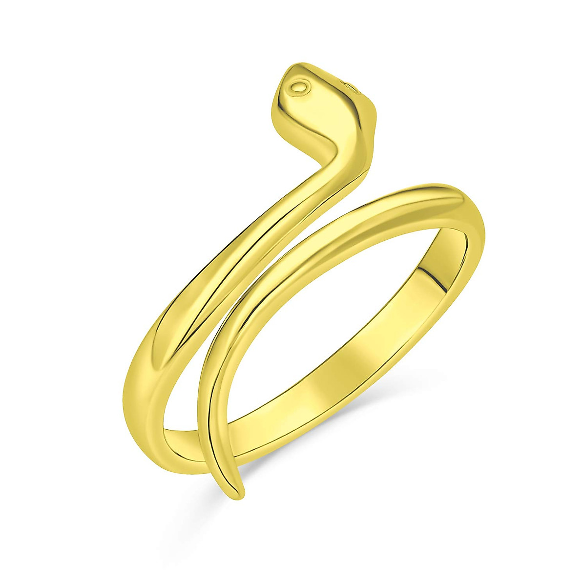 Bling Jewelry Minimalist Delicate Midi Knuckle Thin 1MM Band Stackable Bypass Wrap Snake Serpent Ring For Teen 14K Gold Plated .925 Sterling Silver