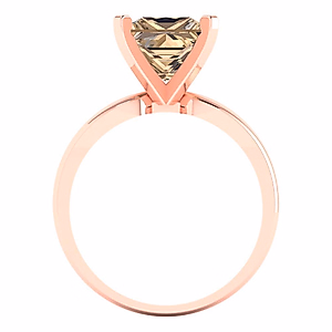 2.55 Princess Cut Solitaire VVS1 Yellow Moissanite Classic Bridal Wedding Statement Ring in 18K Rose Gold Size 6.75