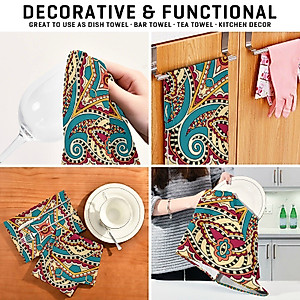 Floral Paisley Dish Towels for Kitchen Soft Tea Towel Set of 4 Absorbent Dishcloths Hand Towels for Drying Dish Cloths 28" x 18"
