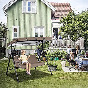 KFJZGZZ Cover Swing Ceiling Rain Outdoor Cloth Courtyard Awning Replacement Cover Patio Lawn & Garden Swing Seat (Coffee #0, One Size)