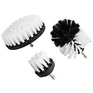 ABN White Power Scrubber Drill Brush Set for 1/4in Drive - 3 Piece Soft Bristle - Tile Cleaner, Tub Scrubber, Detailing Brush Set for Home and Auto Car, Boat, Deck, Shower Wall, Spa Hot Tub, Carpet