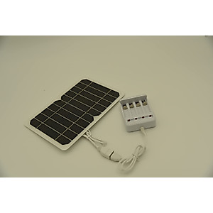 HUI YINGC Solar Power Charger with 5 Watt Portable Solar Panel for 1.2V AA & AAA Household Rechargeable Batteries, with 5 Watt Solar Panel and 4-Bay USB AA & AAA Charger