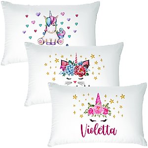 Personalized Toddler/Baby Bed Pillowcase w/Name 20"x26" - Customized Unicorn/Cat Pillow Case/Cover for Boy Girl Kids - Custom Travel/Bedding/Crib/Nursery/Infant Organic Cotton Pillowcases Sleeping C1