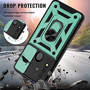 JCUEGRNY Compatible with TCL 30 XE 5G Case,TCL 20R 5G Phone Case,[2 Pack] HD Screen Protector.Built Slide Camera Protection Cover,Military Heavy Duty Protective Hard Shell for TCL 30 XE 5G Green