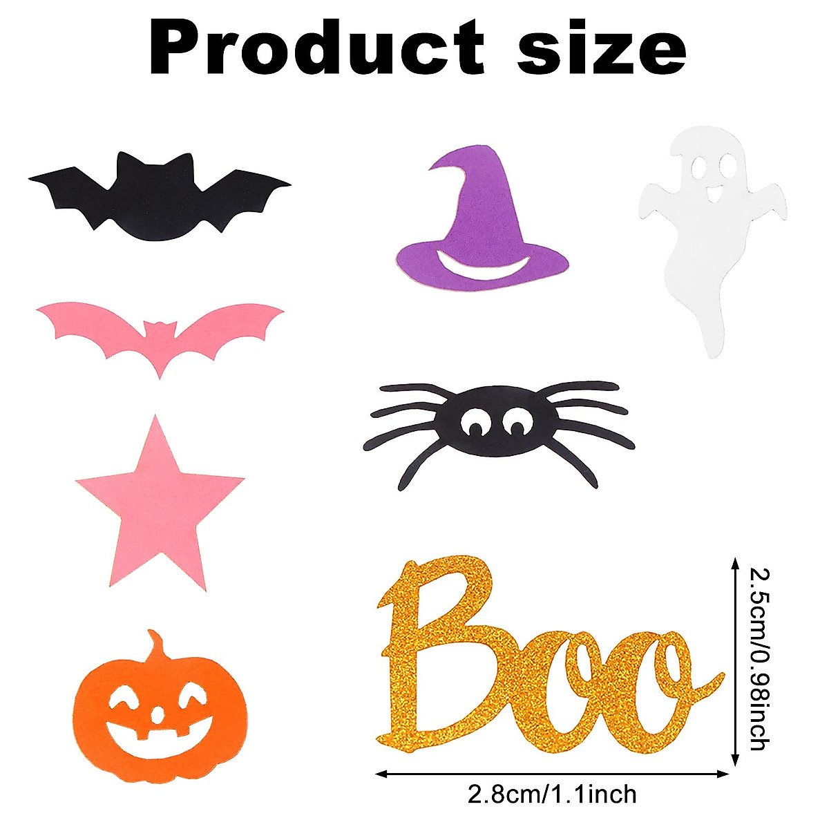Halloween Bat Ghost Confetti Sprinkles Bats Spider Pumpkin Confetti Table Scatter Witches Spider Webs Five-Pointed Star Halloween Party Decorations Confetti for Halloween Party Favors