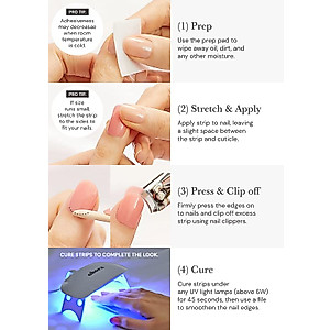 ohora Semi Cured Gel Nail Strips (N Milk Rose) - Works with Any Nail Lamps, Salon-Quality, Long Lasting, Easy to Apply & Remove - Includes 2 Prep Pads, Nail File & Wooden Stick - Pink