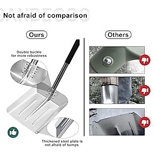 Aluminum Snow Shovel for Snow Removal, 55 inch Long 10.3” Wide Heavy Duty Snow Shovel for Driveway,Lightweight Emergency Shovels with D Grisp Handle for Car,Walkway,Decking,Collapsible Scoop